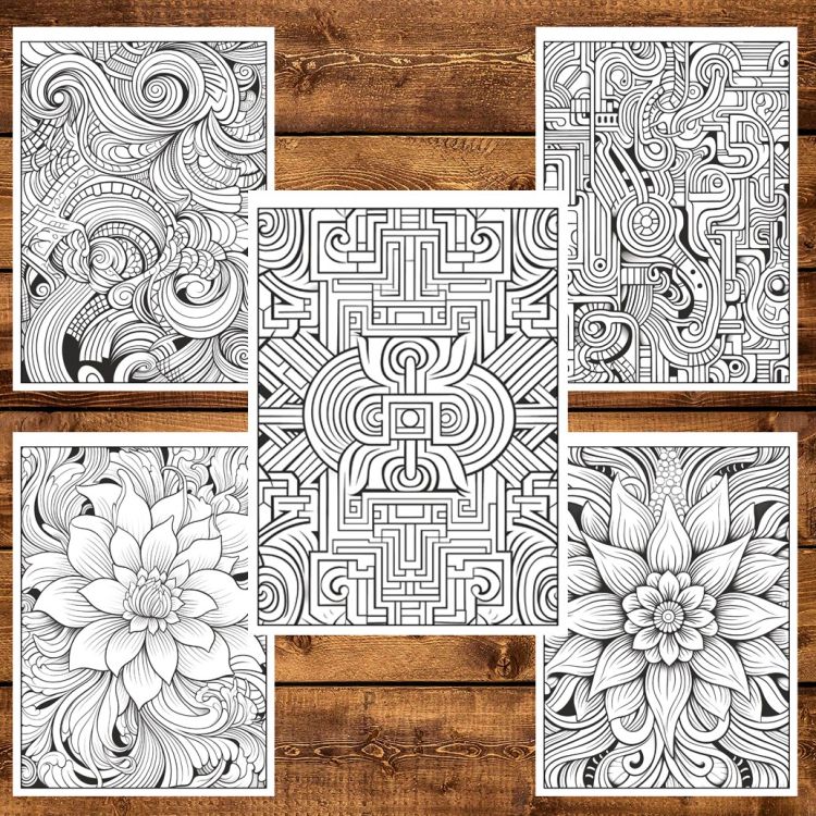 Carte de colorat, 50 de ilustratii, Tipare Abstracte, Volumul 2