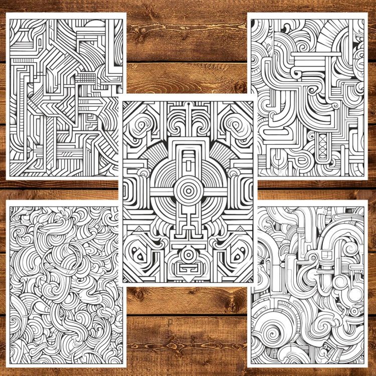 Carte de colorat, 50 de ilustratii, Tipare Abstracte, Volumul 2