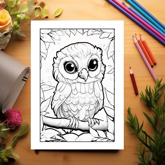 Carte de colorat, 50 de ilustratii, Bebe bufnite