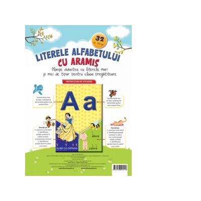 Literele alfabetului cu Aramis. Planse didactice cu litere mari si mici de tipar pentru clasa ...